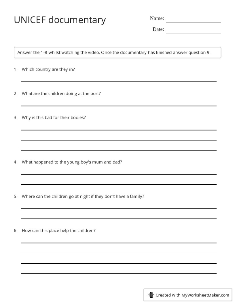 UNICEF documentary - My Worksheet Maker: Create Your Own Worksheets