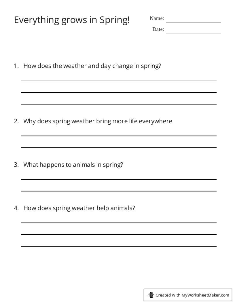 Everything grows in Spring! - My Worksheet Maker: Create Your Own ...