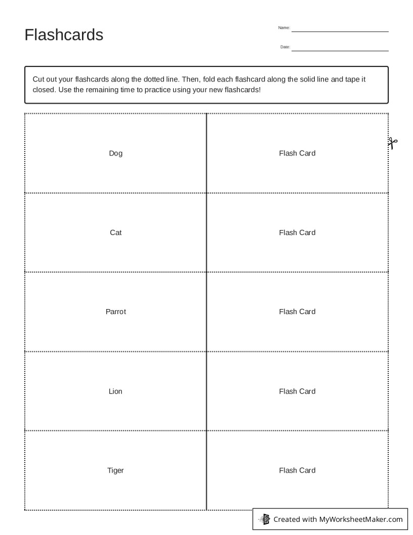 Create Own Printable Flashcards