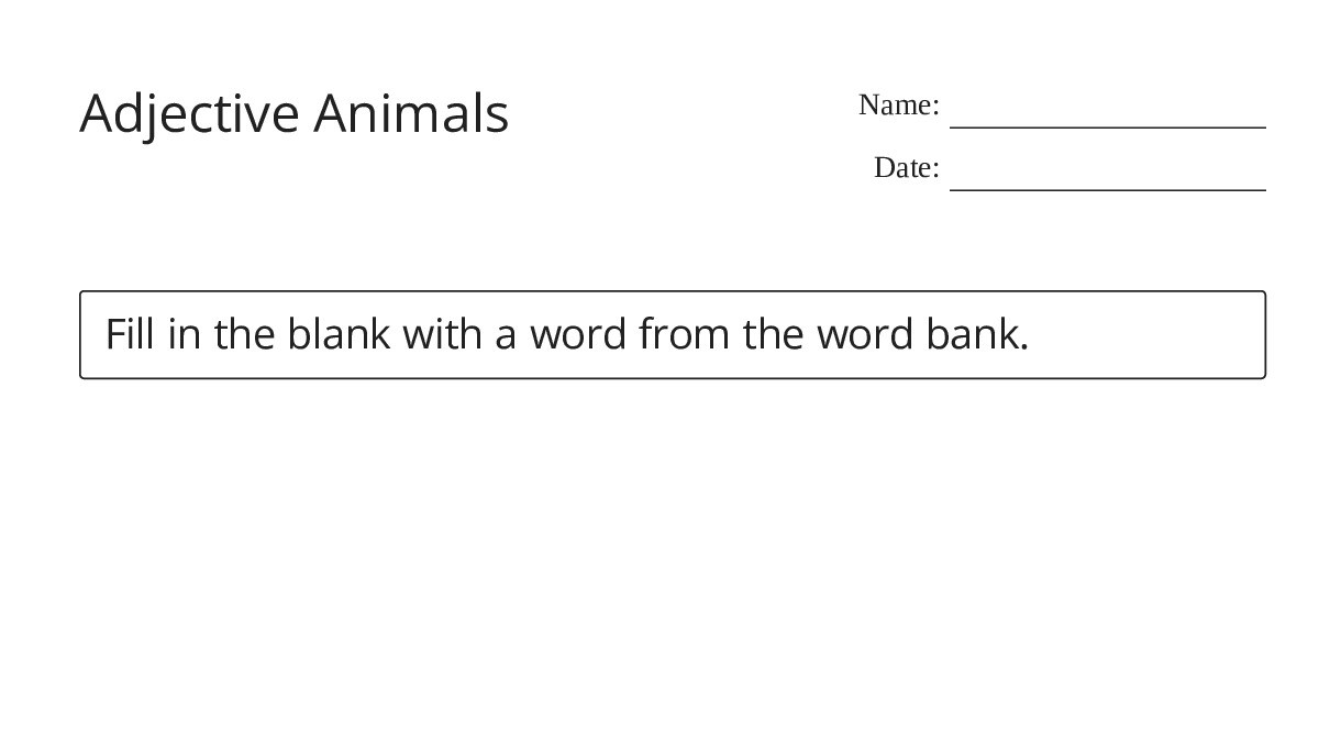 Adjective Animals - My Worksheet Maker: Create Your Own Worksheets