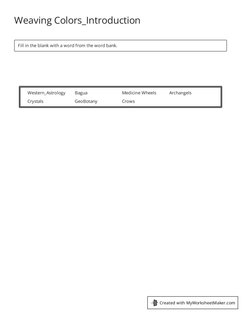 Weaving Colors_Introduction - My Worksheet Maker: Create Your Own ...