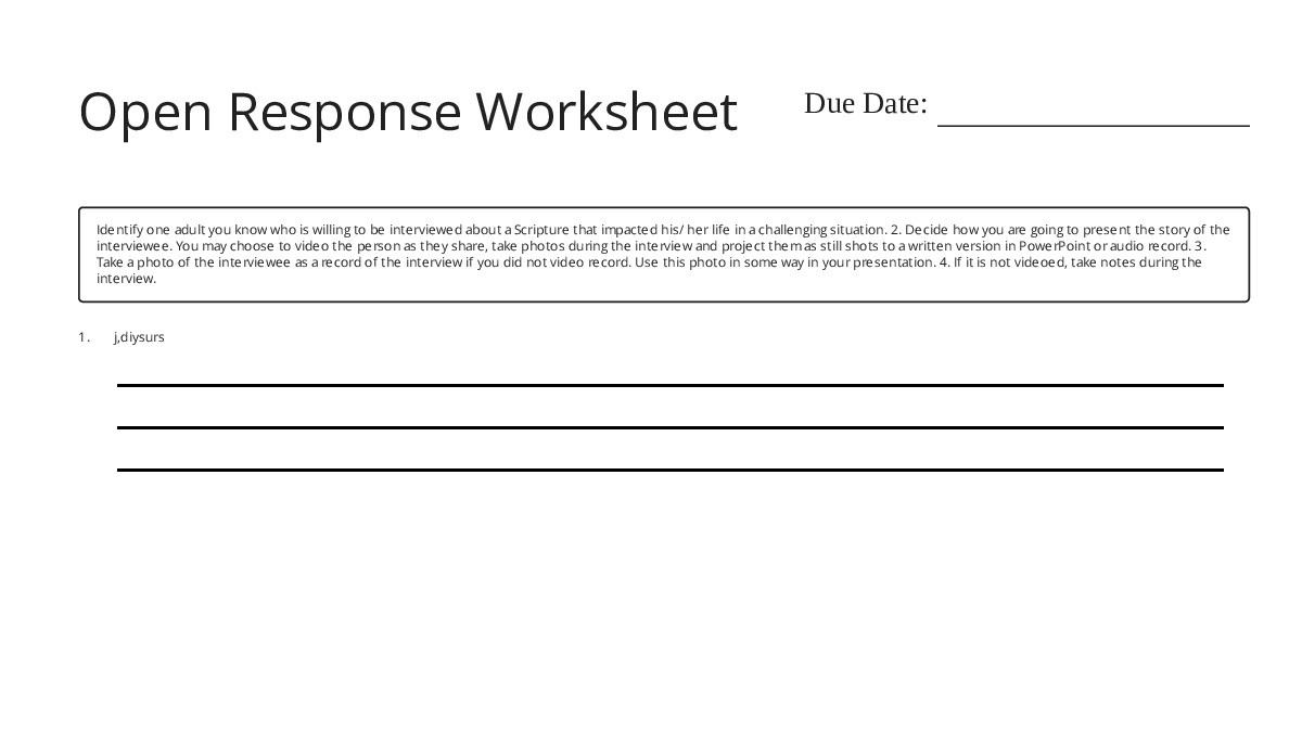 Open Response Worksheet - My Worksheet Maker: Create Your Own Worksheets
