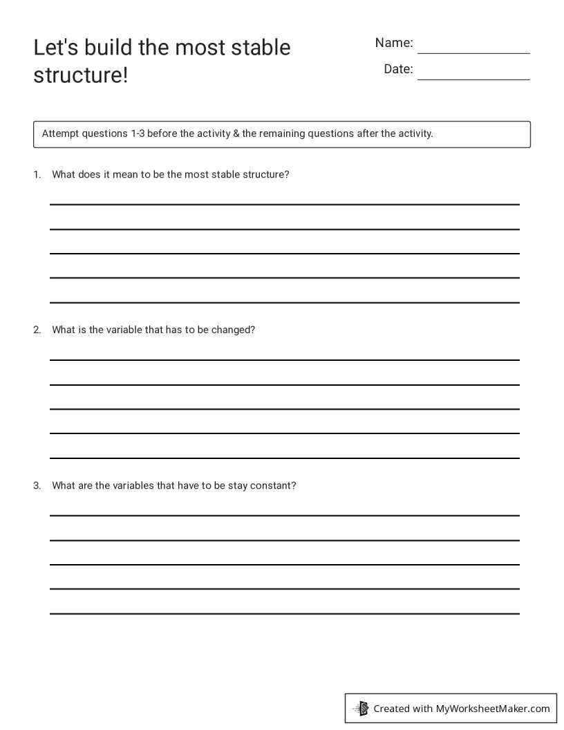 Let's build the most stable structure! - My Worksheet Maker: Create ...