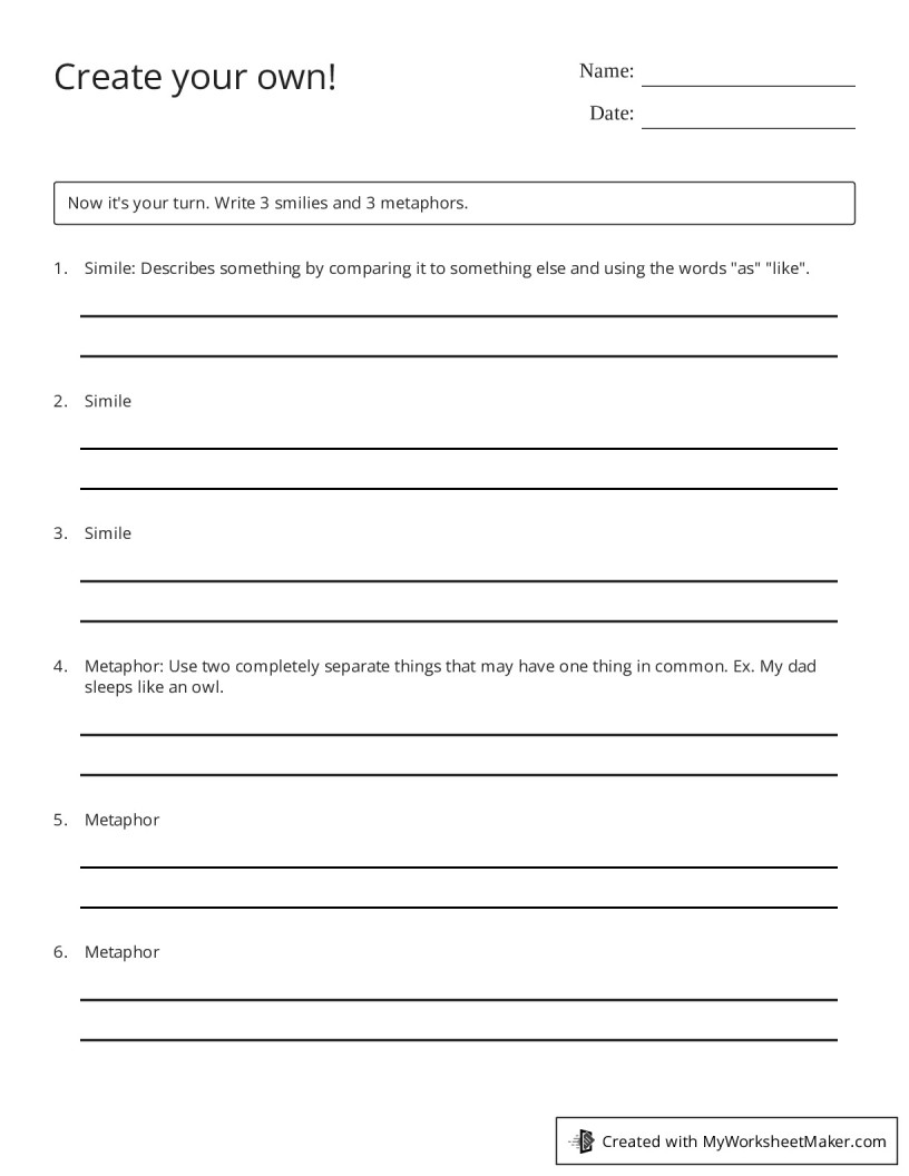 Create your own! - My Worksheet Maker: Create Your Own Worksheets