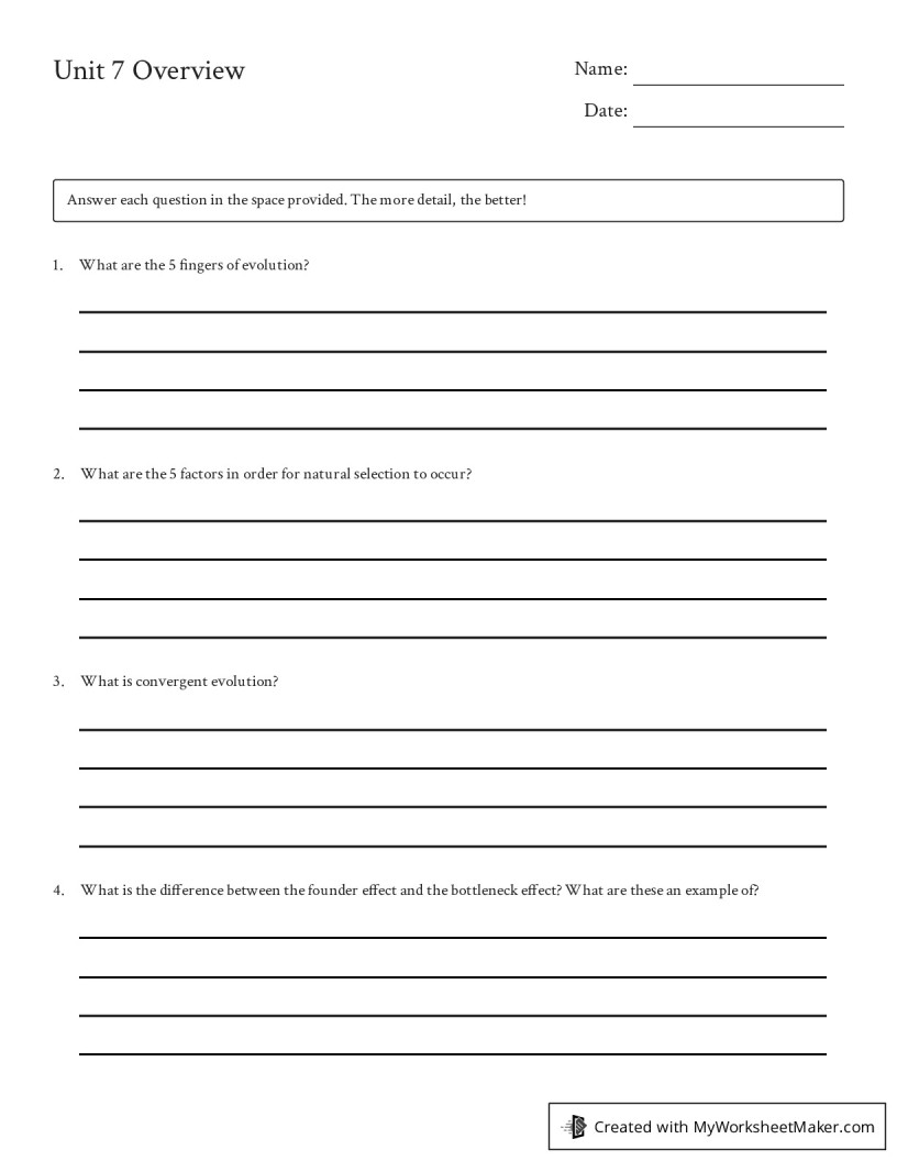 Unit 7 Overview - My Worksheet Maker: Create Your Own Worksheets