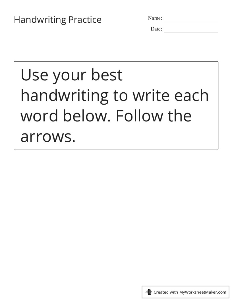 Handwriting Practice - My Worksheet Maker: Create Your Own Worksheets