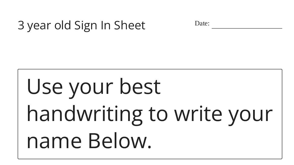 3 year old Sign In Sheet - My Worksheet Maker: Create Your Own Worksheets