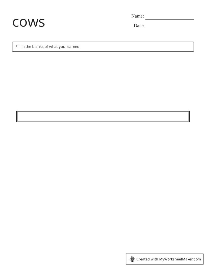 cows - My Worksheet Maker: Create Your Own Worksheets