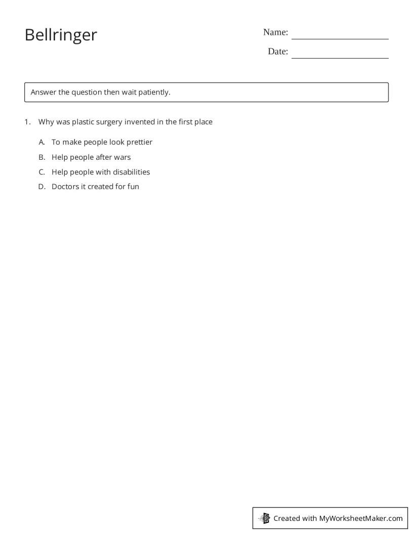 Bellringer - My Worksheet Maker: Create Your Own Worksheets