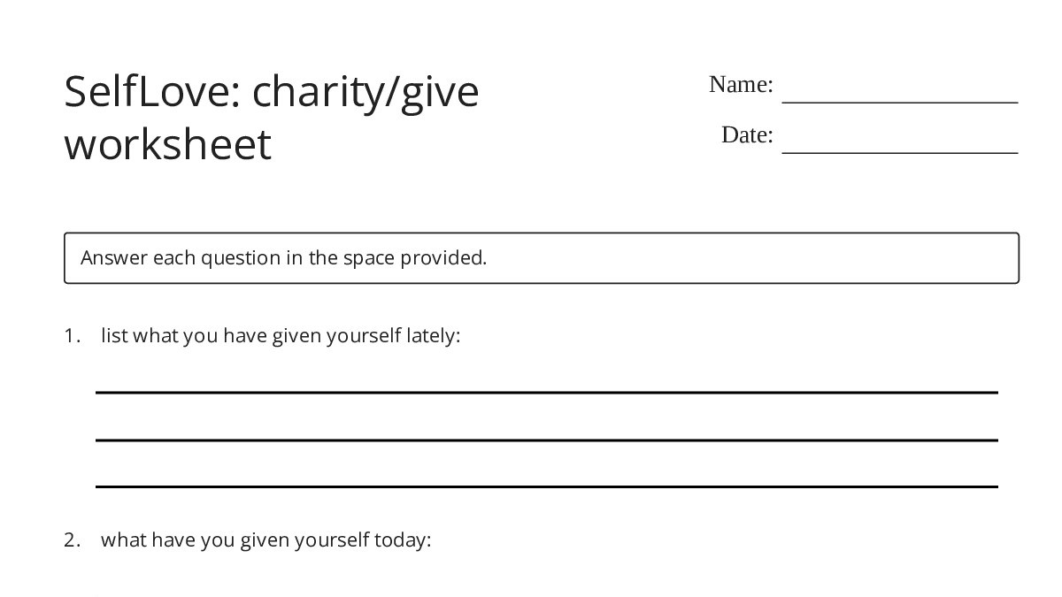 SelfLove: charity/give worksheet - My Worksheet Maker: Create Your Own ...