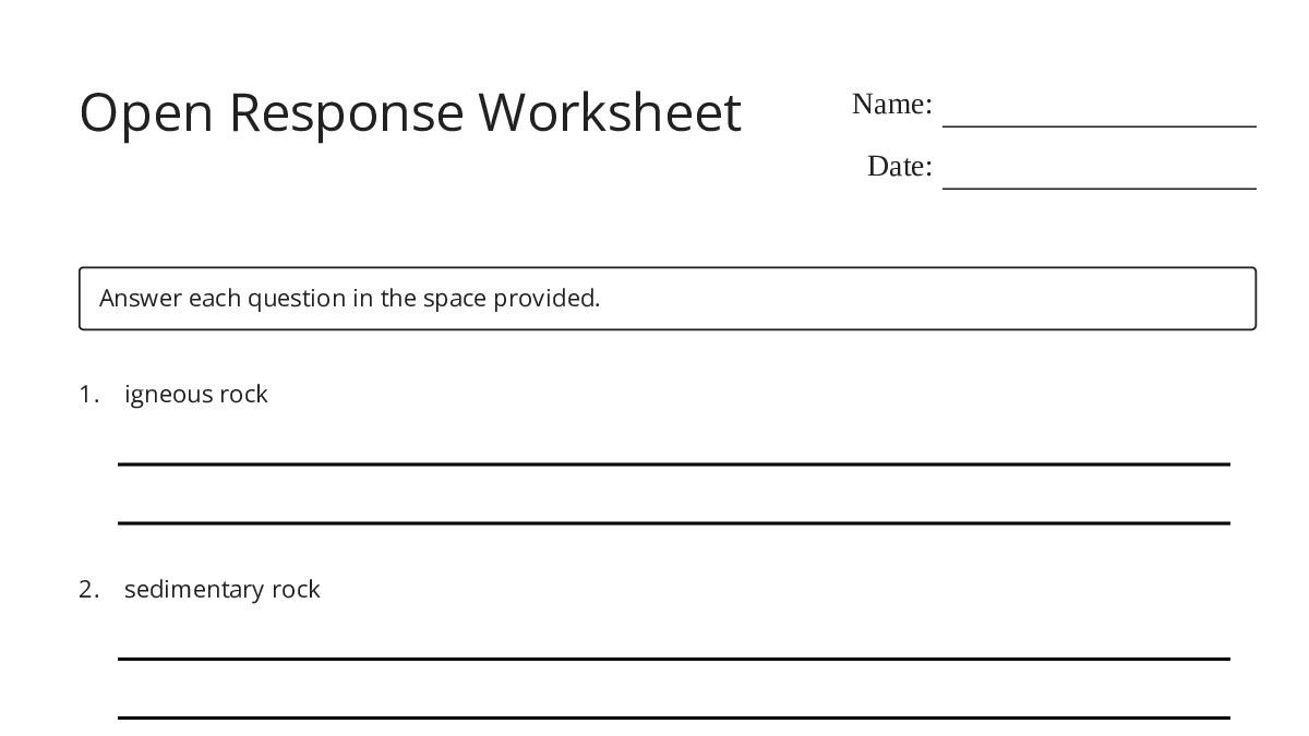 Open Response Worksheet - My Worksheet Maker: Create Your Own Worksheets