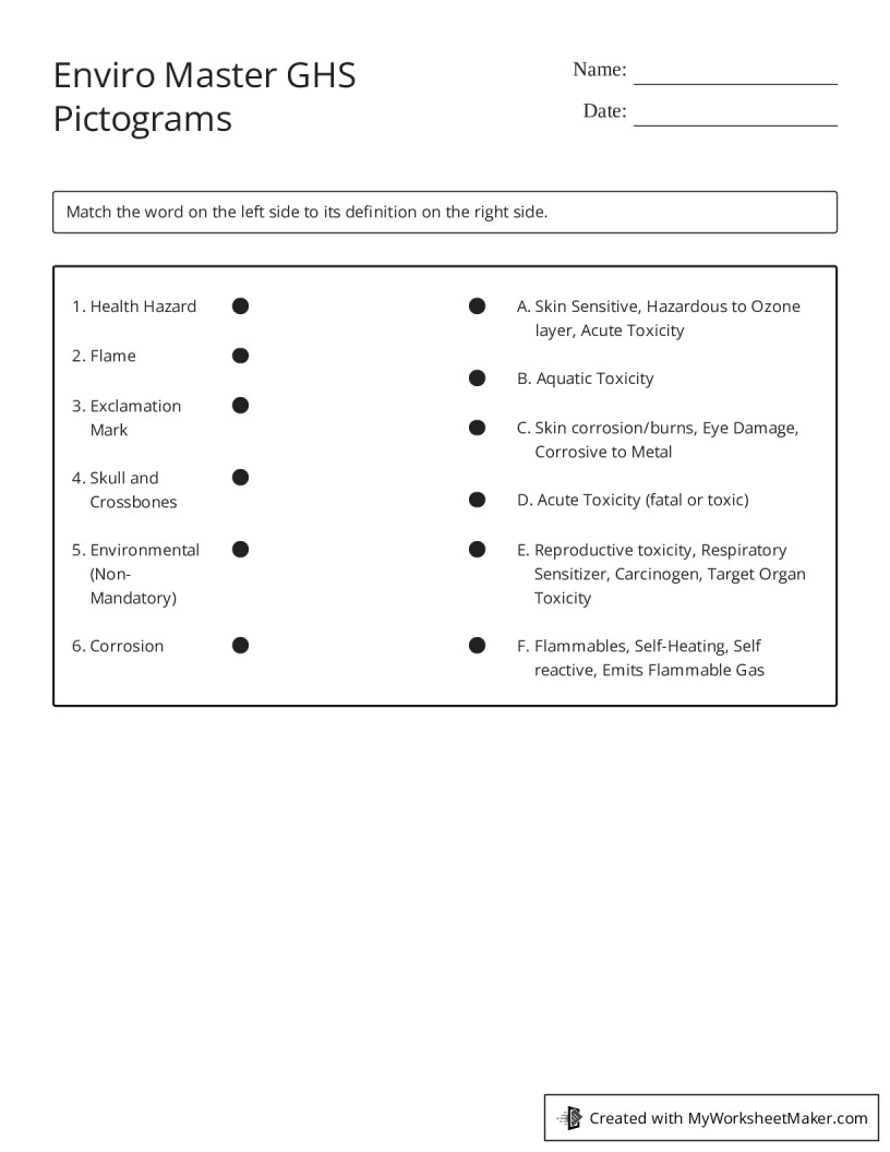 Enviro Master GHS Pictograms - My Worksheet Maker: Create Your Own ...