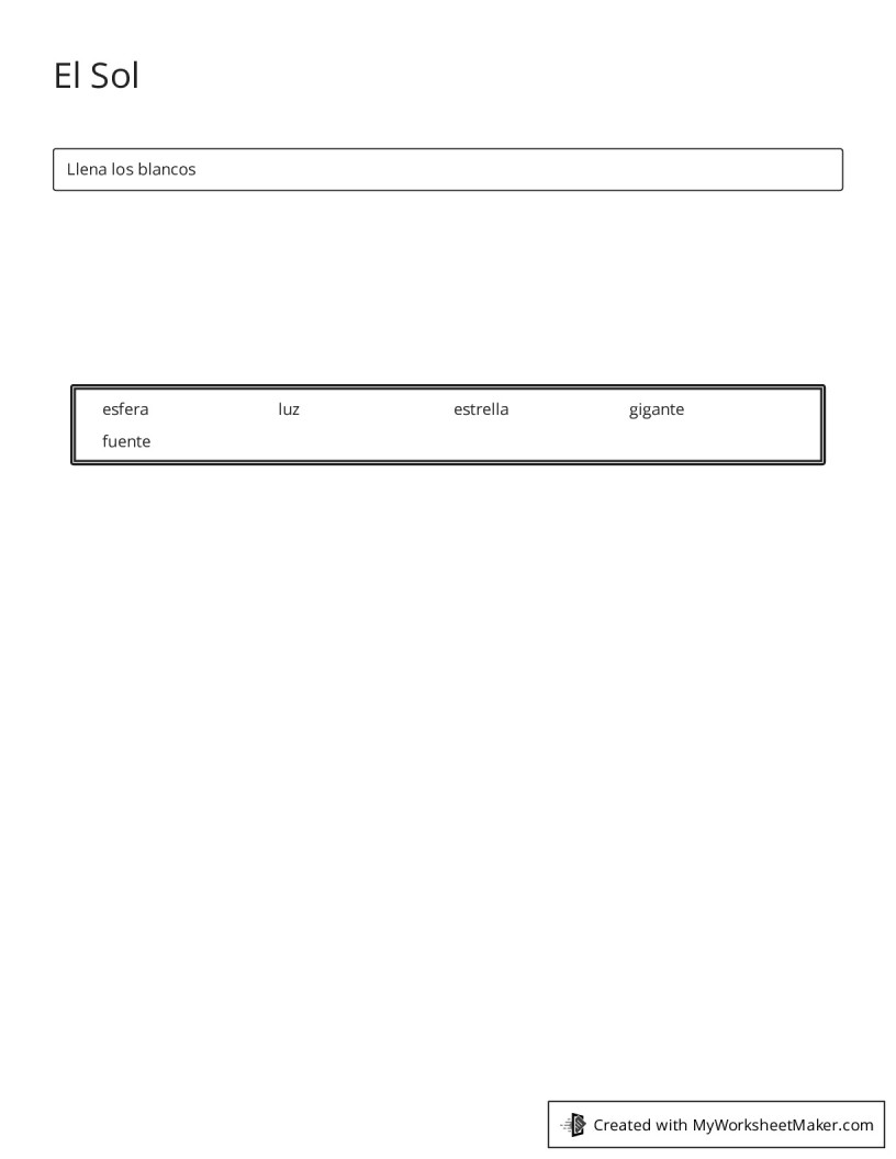 El Sol - My Worksheet Maker: Create Your Own Worksheets