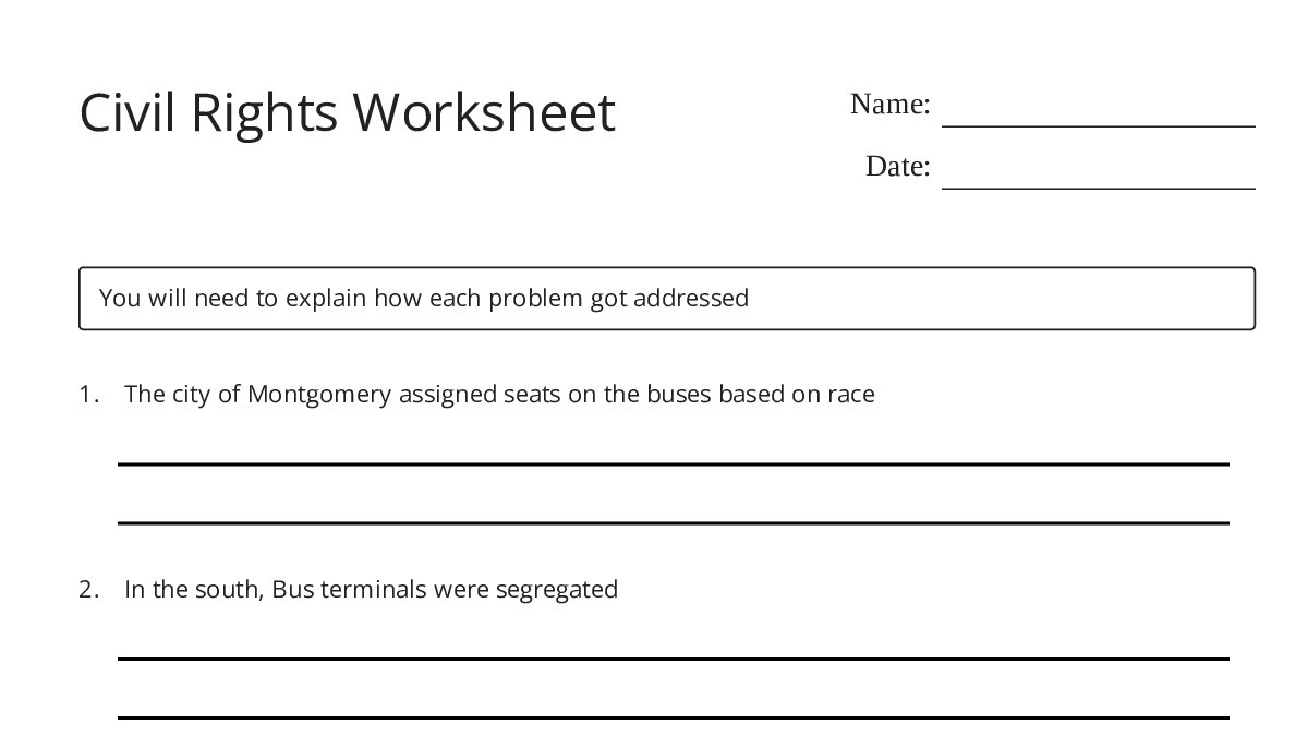 Civil Rights Worksheet - My Worksheet Maker: Create Your Own Worksheets