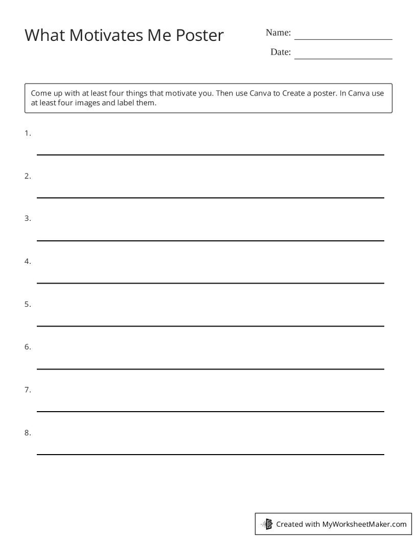 What Motivates Me Poster - My Worksheet Maker: Create Your Own Worksheets