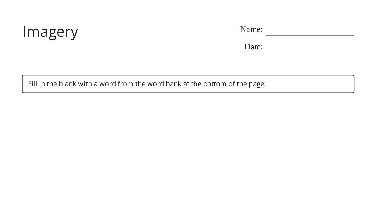 Imagery - My Worksheet Maker: Create Your Own Worksheets