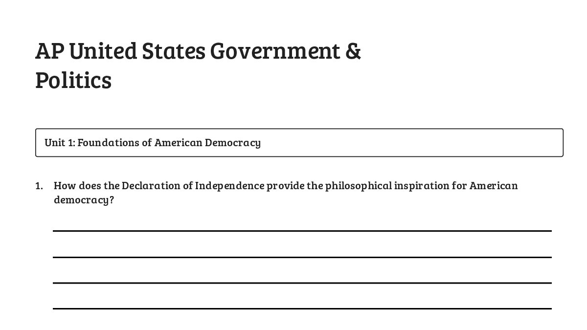 AP United States Government & Politics - My Worksheet Maker: Create ...