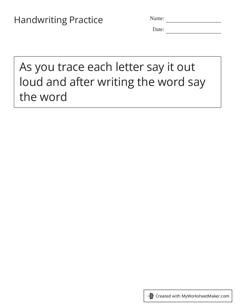 Handwriting Practice - My Worksheet Maker: Create Your Own Worksheets