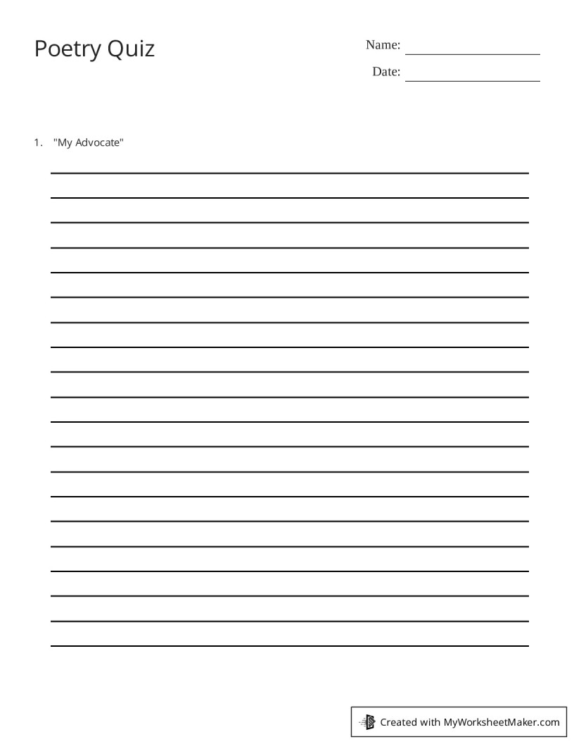 Poetry Quiz - My Worksheet Maker: Create Your Own Worksheets