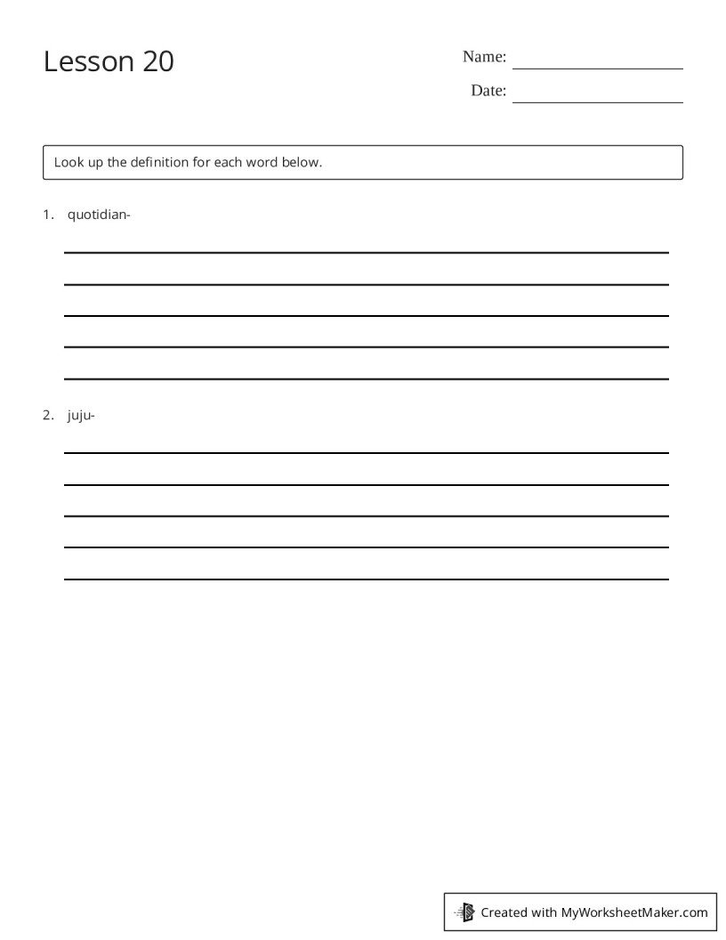 Lesson 20 - My Worksheet Maker: Create Your Own Worksheets