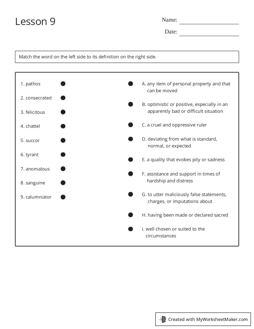 Lesson 9 - My Worksheet Maker: Create Your Own Worksheets