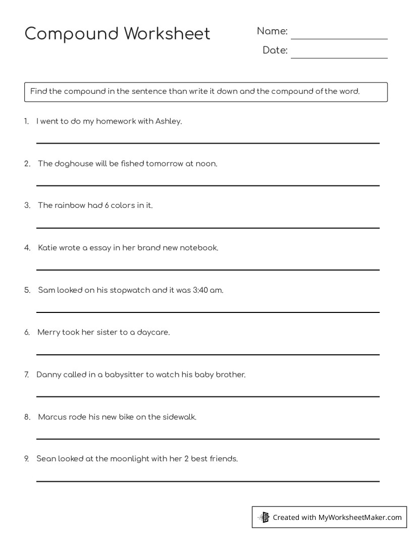 Compound Worksheet - My Worksheet Maker: Create Your Own Worksheets