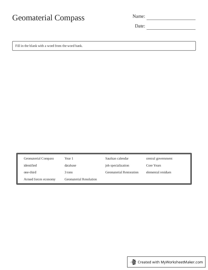 Geomaterial Compass - My Worksheet Maker: Create Your Own Worksheets