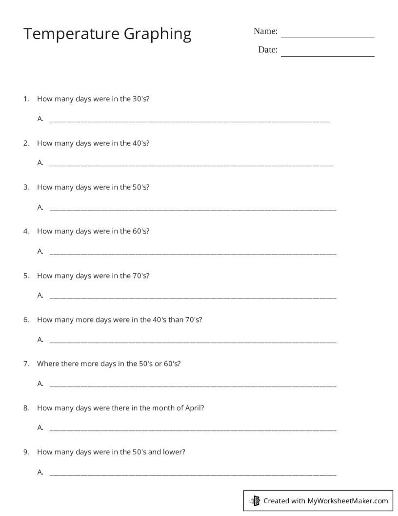 Temperature Graphing My Worksheet Maker Create Your Own Worksheets
