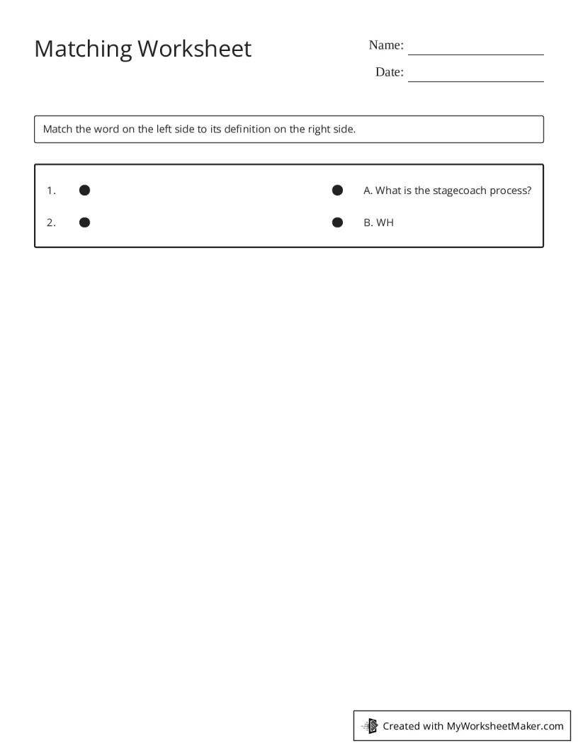 Matching Worksheet - My Worksheet Maker: Create Your Own Worksheets