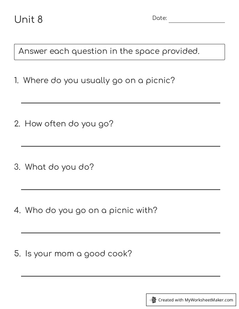 Unit 8 - My Worksheet Maker: Create Your Own Worksheets