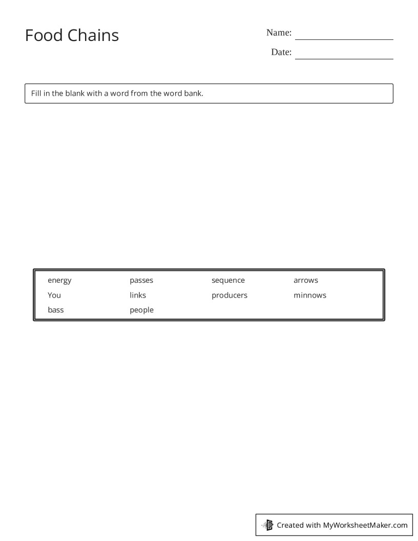 Food Chains - My Worksheet Maker: Create Your Own Worksheets