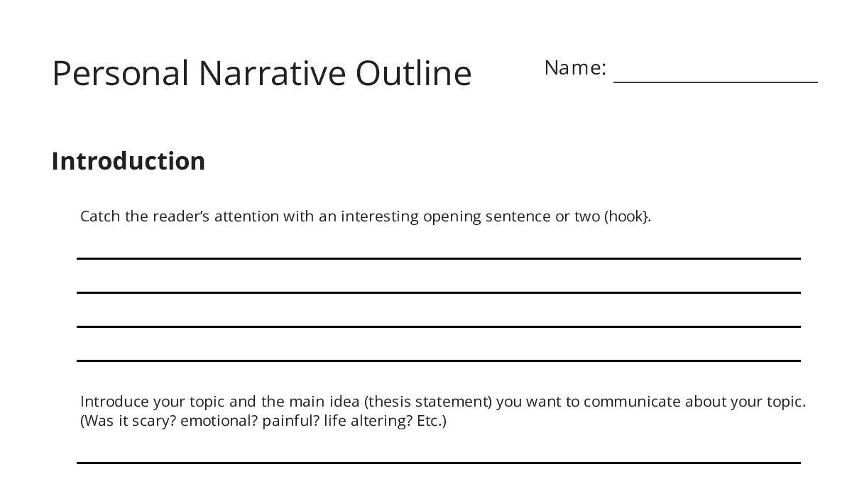 Personal Narrative Outline - My Worksheet Maker: Create Your Own Worksheets