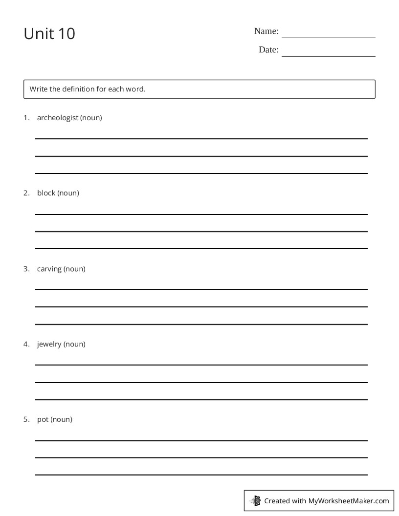 Unit 10 - My Worksheet Maker: Create Your Own Worksheets