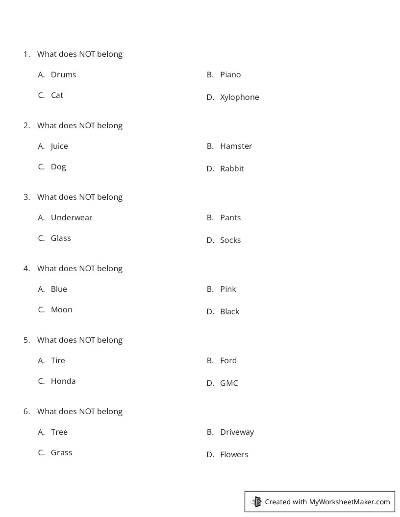 Multiple Choice Worksheet - My Worksheet Maker: Create Your Own Worksheets