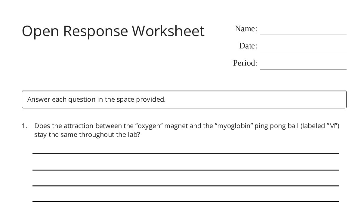 Open Response Worksheet - My Worksheet Maker: Create Your Own Worksheets