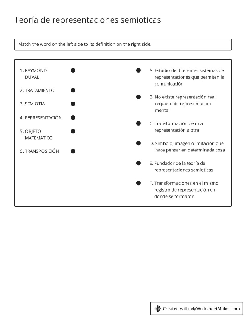 Teoría de representaciones semioticas - My Worksheet Maker: Create Your ...