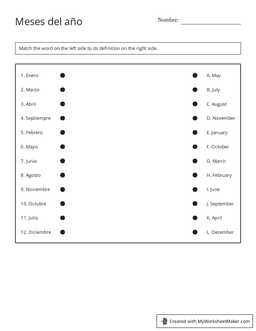 Meses del año - My Worksheet Maker: Create Your Own Worksheets