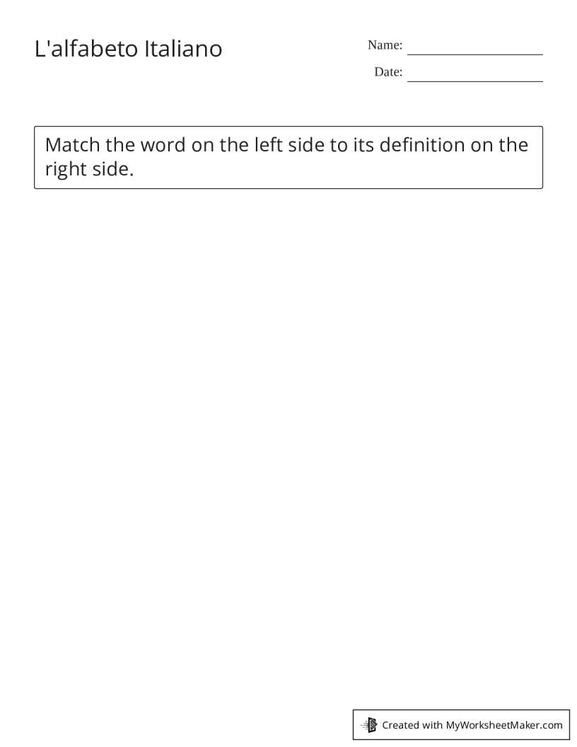 L'alfabeto Italiano - My Worksheet Maker: Create Your Own Worksheets