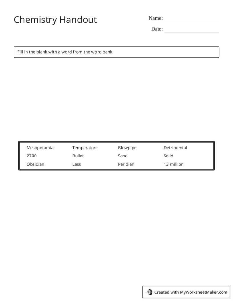 Chemistry Handout - My Worksheet Maker: Create Your Own Worksheets