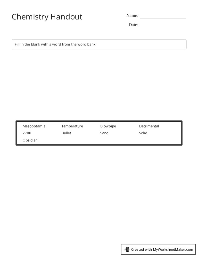 Chemistry Handout - My Worksheet Maker: Create Your Own Worksheets
