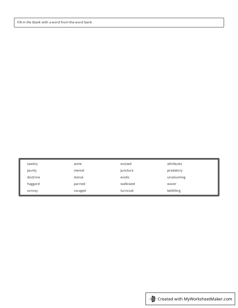 Fill in the Blank Worksheet - My Worksheet Maker: Create Your Own ...