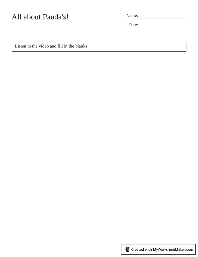 All about Panda's! - My Worksheet Maker: Create Your Own Worksheets