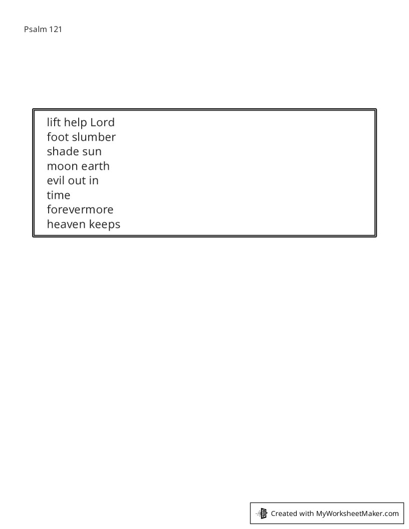 Psalm 121 - My Worksheet Maker: Create Your Own Worksheets