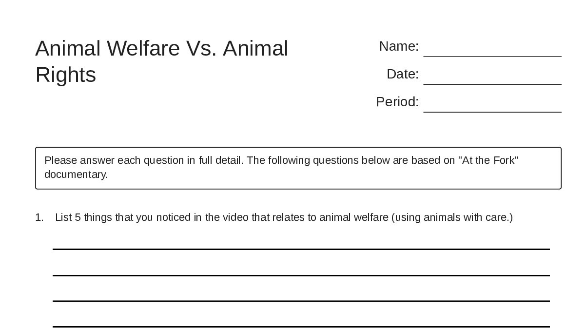 Animal Welfare Vs. Animal Rights - My Worksheet Maker: Create Your Own ...