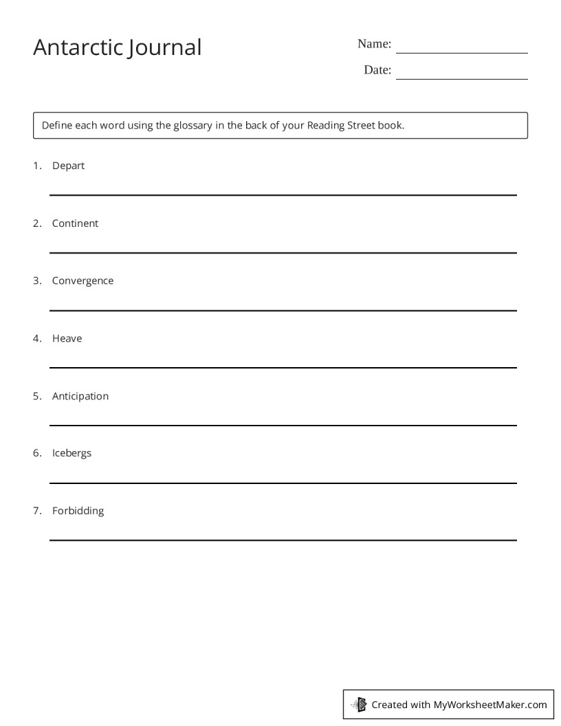Antarctic Journal - My Worksheet Maker: Create Your Own Worksheets