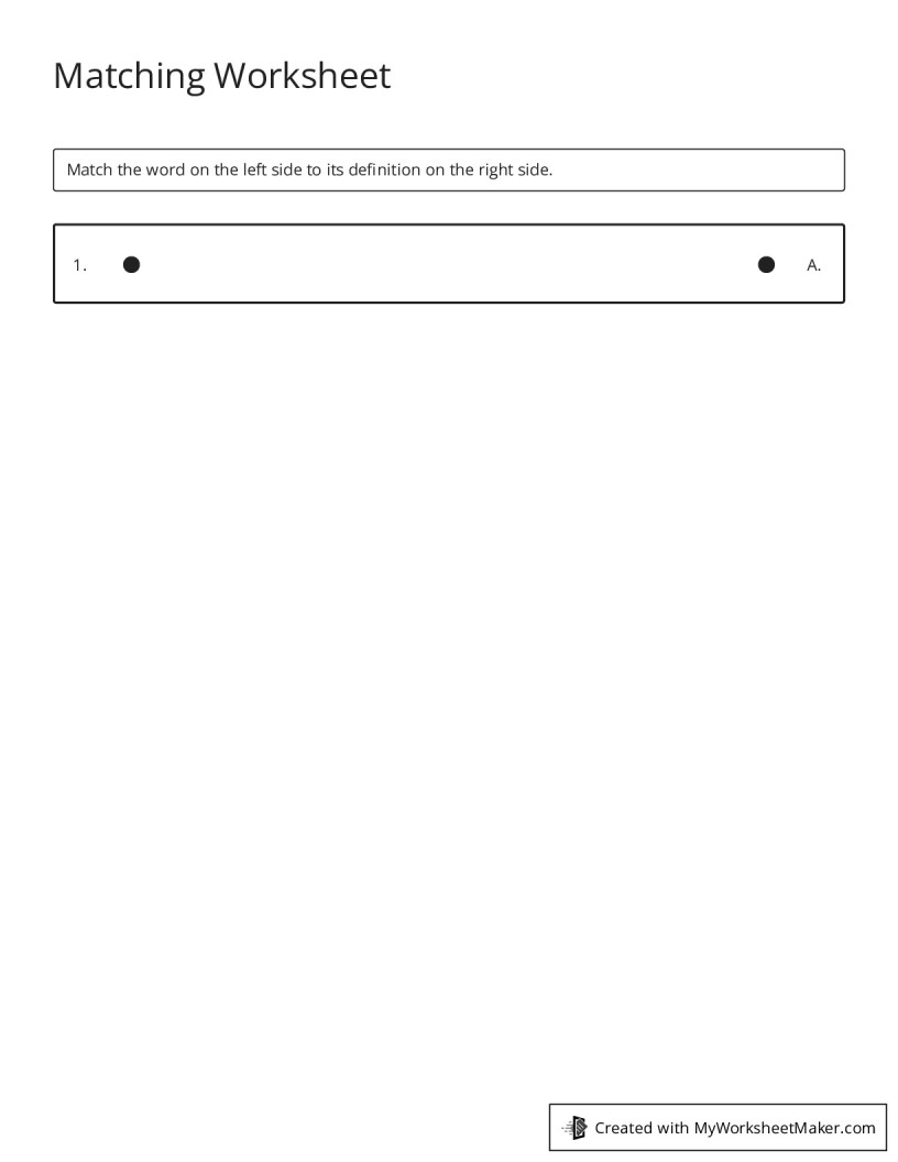 Matching Worksheet - My Worksheet Maker: Create Your Own Worksheets