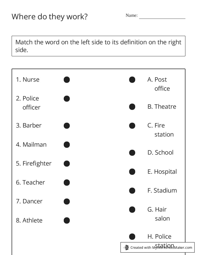 Where do they work? - My Worksheet Maker: Create Your Own Worksheets