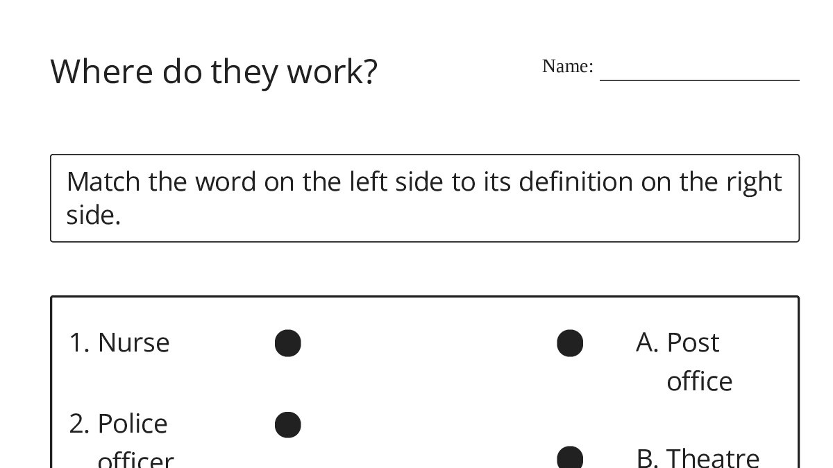 Where do they work? - My Worksheet Maker: Create Your Own Worksheets
