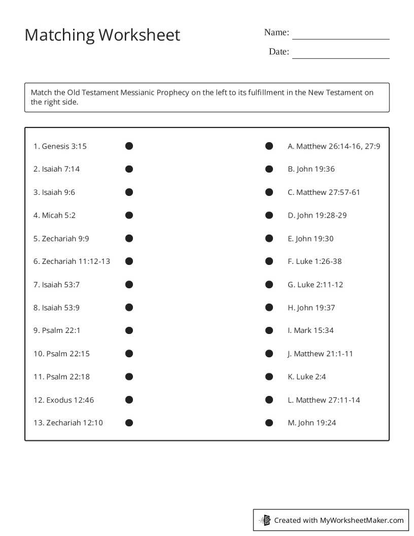 Matching Worksheet - My Worksheet Maker: Create Your Own Worksheets