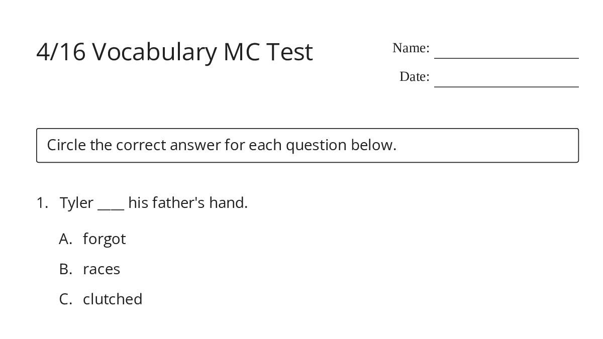 4/16 Vocabulary MC Test - My Worksheet Maker: Create Your Own Worksheets